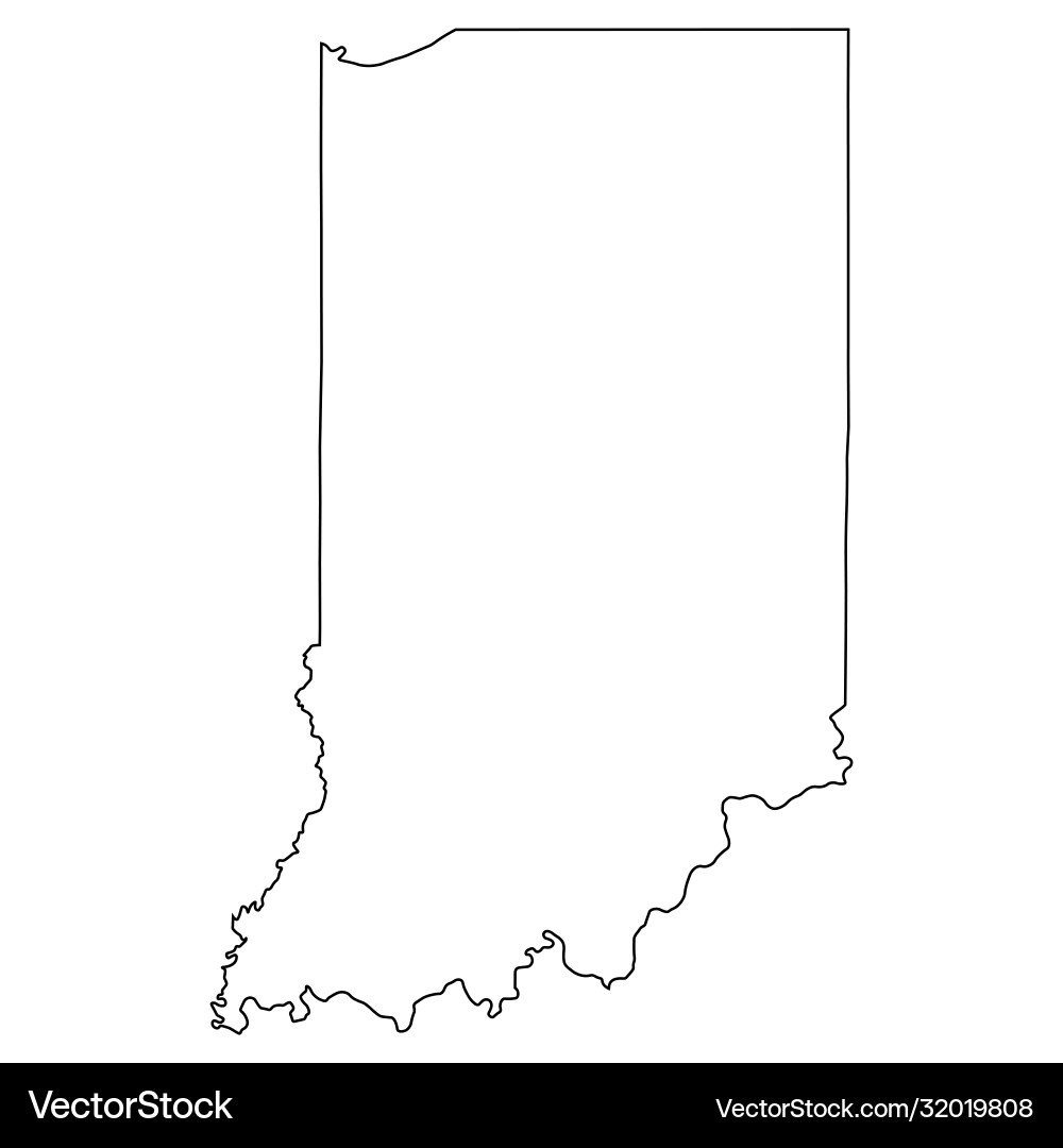 Indiana State Border Map Outline Royalty Free Vector Image