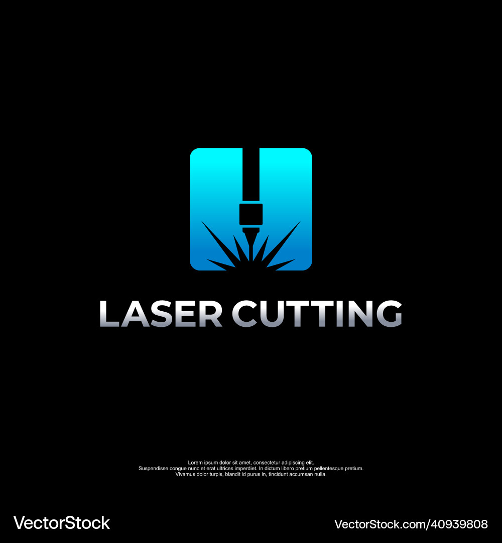 Laser cutting logo with blue color style Vector Image