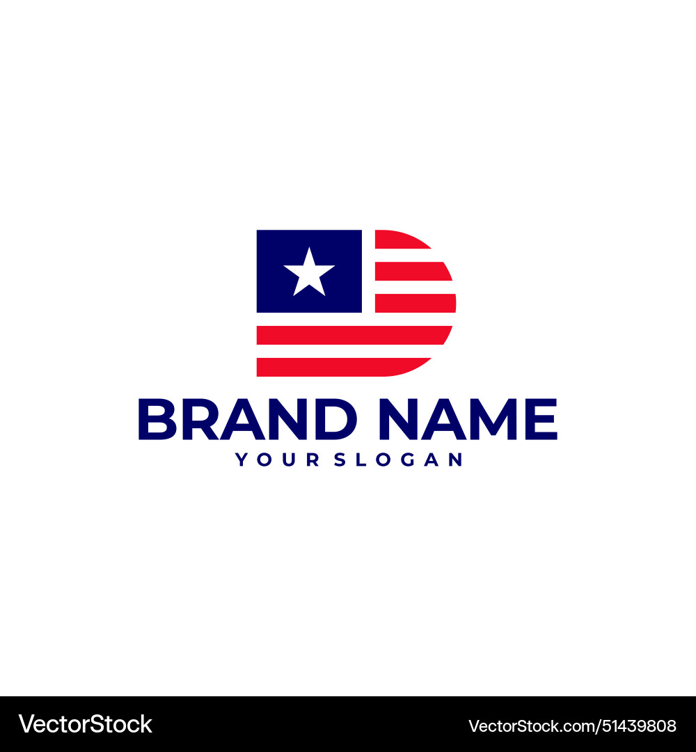 Letter d initial american flag logo icon Vector Image
