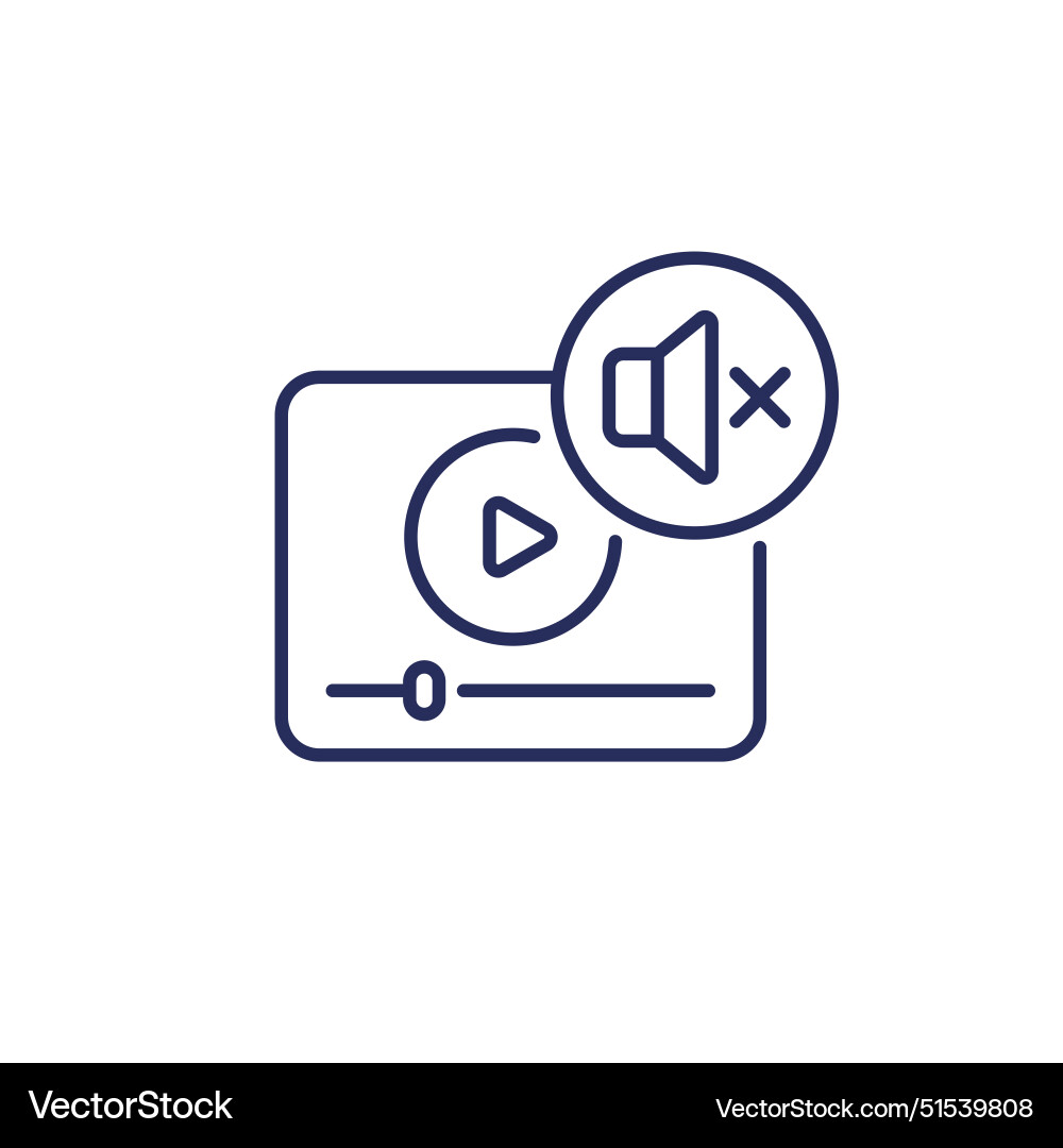 Mute video line icon on white Royalty Free Vector Image