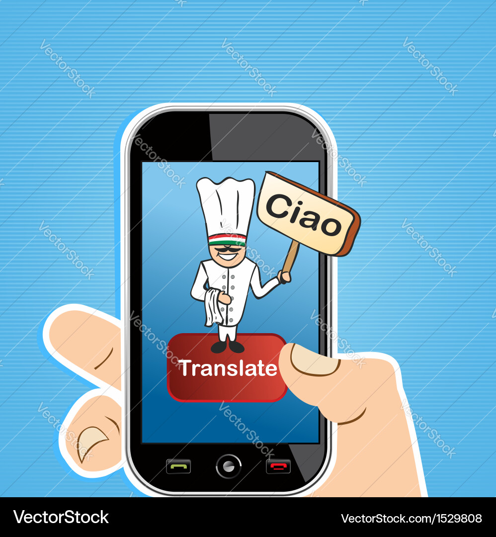 Smart phone translation app concept Royalty Free Vector