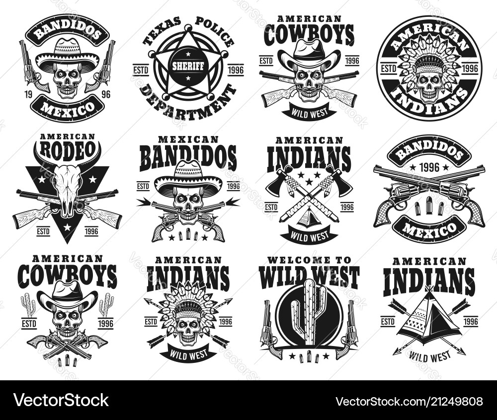Wild West Emblems & Labels Royalty Free Vector Image