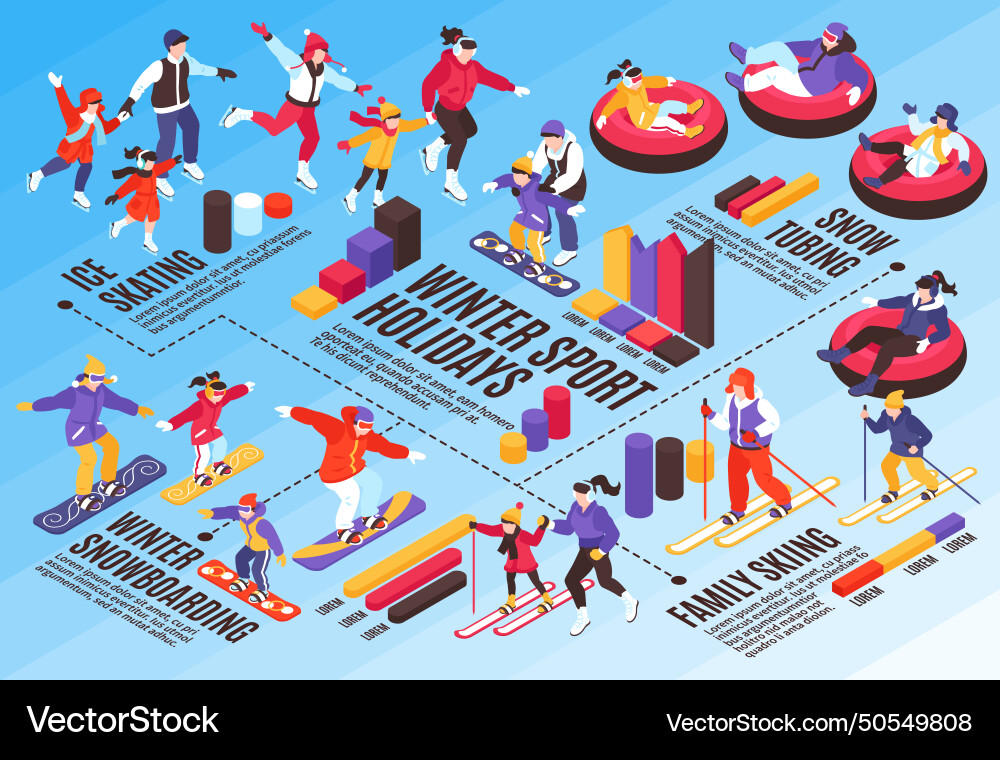 Winter sports infographic composition Royalty Free Vector