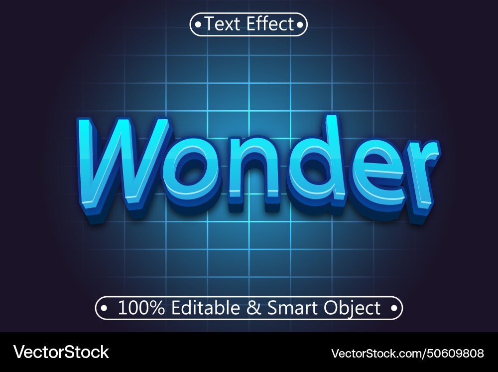 Wonder editable text effect 3 dimension emboss Vector Image