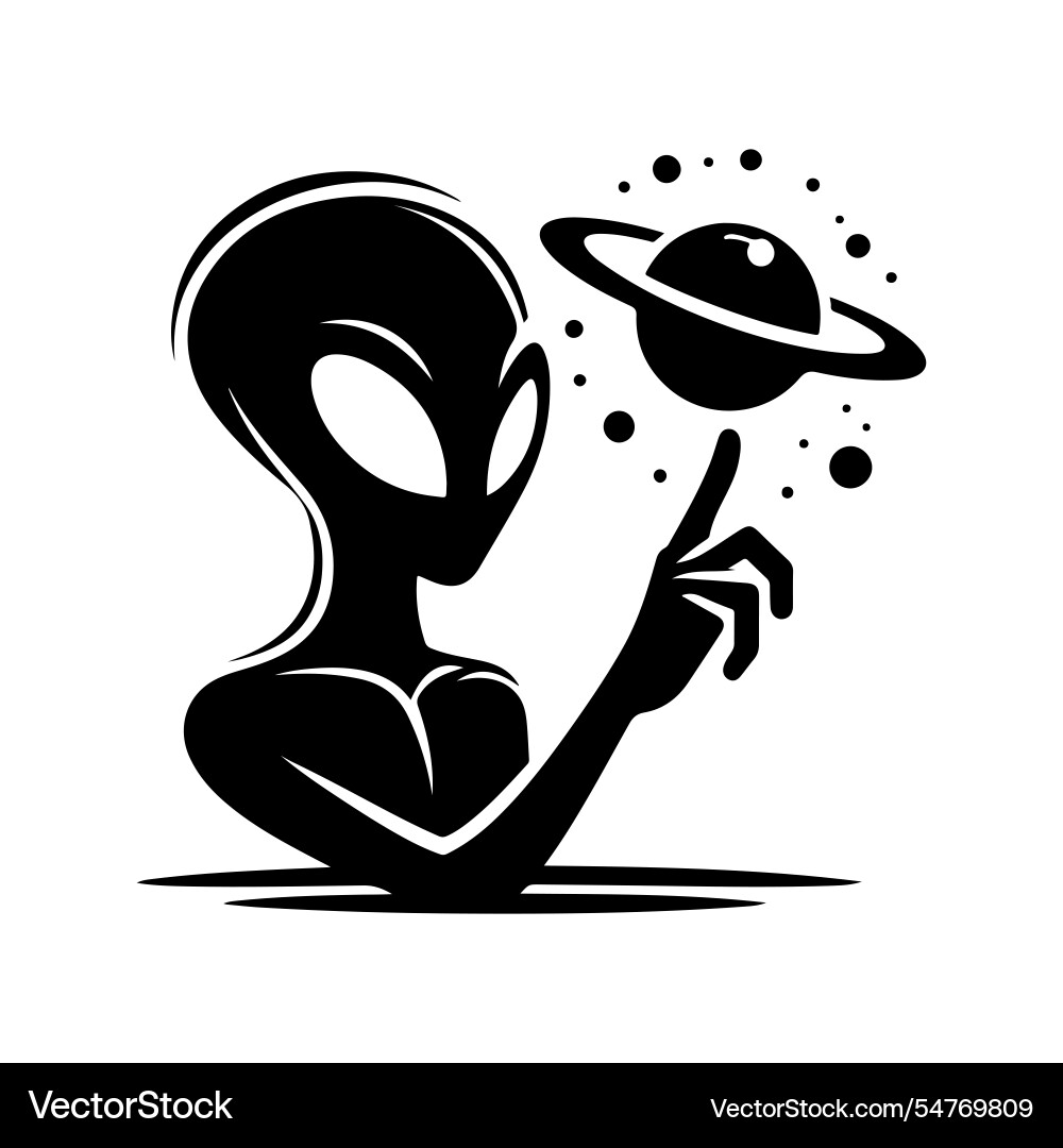 Alien silhouette art for posters t-shirts Vector Image