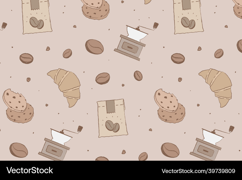 Cafe pattern background desktop wallpaper Vector Image