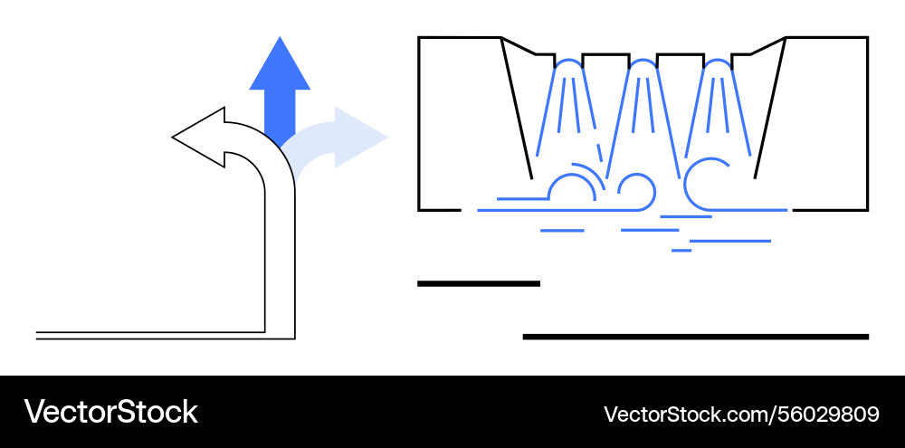 Diagram of fluid flow through diverging nozzle Vector Image