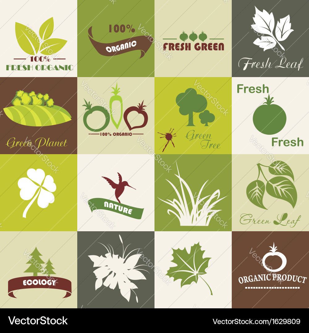 Eco related symbols and icons Royalty Free Vector Image