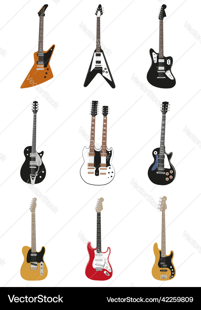 Guitars isolated set Royalty Free Vector Image