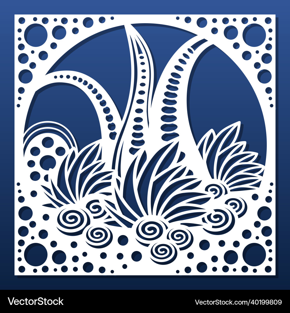 Laser cut panel with sea nautical underwater Vector Image