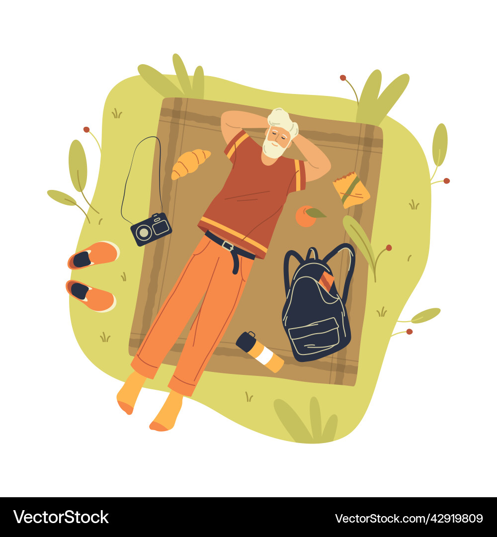 Man resting on nature image or banner Royalty Free Vector