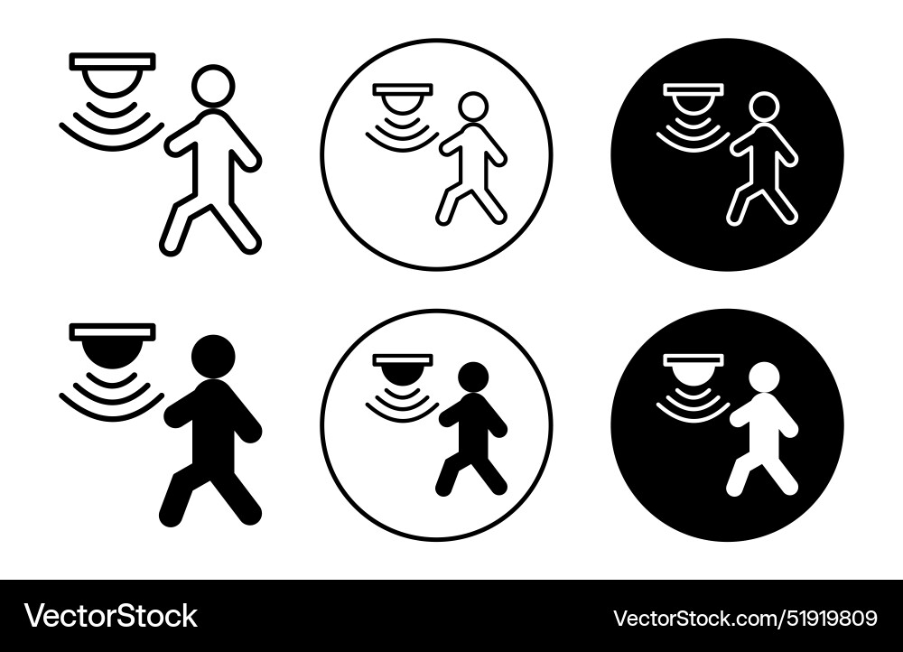 Motion sensor icon collection of outline thin Vector Image