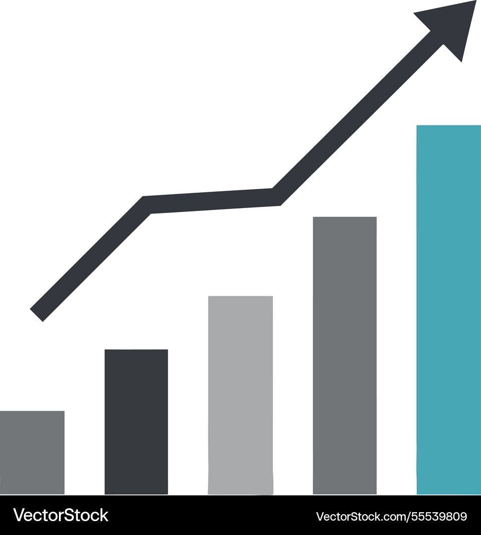 Steigende Balkendiagramm mit Pfeil-Design in flacher Kunst