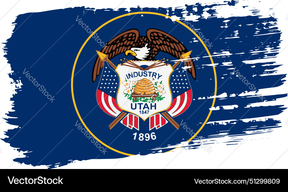 Utah us flag wide brush stroke on transparent Vector Image