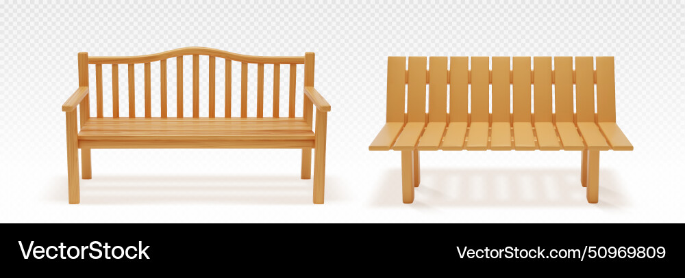 Wooden park or backyard bench front view Vector Image