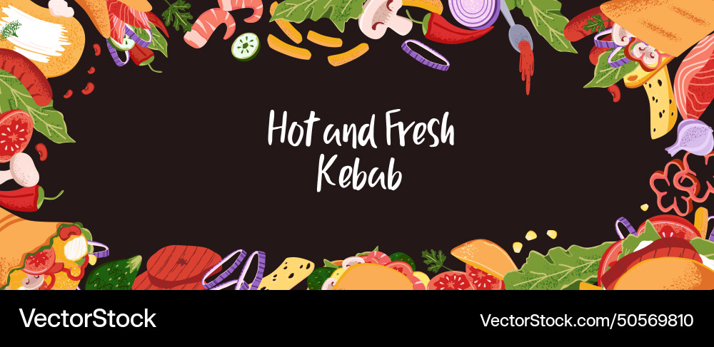 Advertising horizontal banner with shawarma Vector Image
