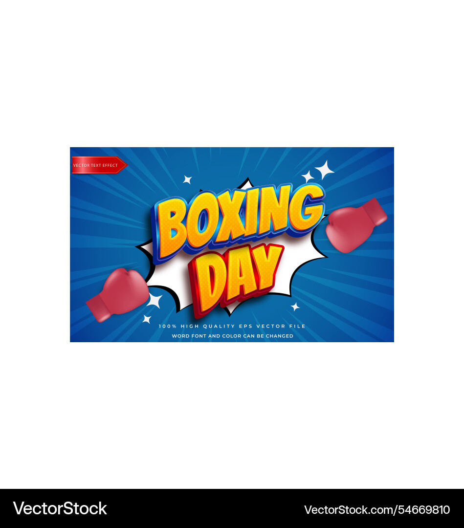 Boxing day comic style 3d text effect Royalty Free Vector