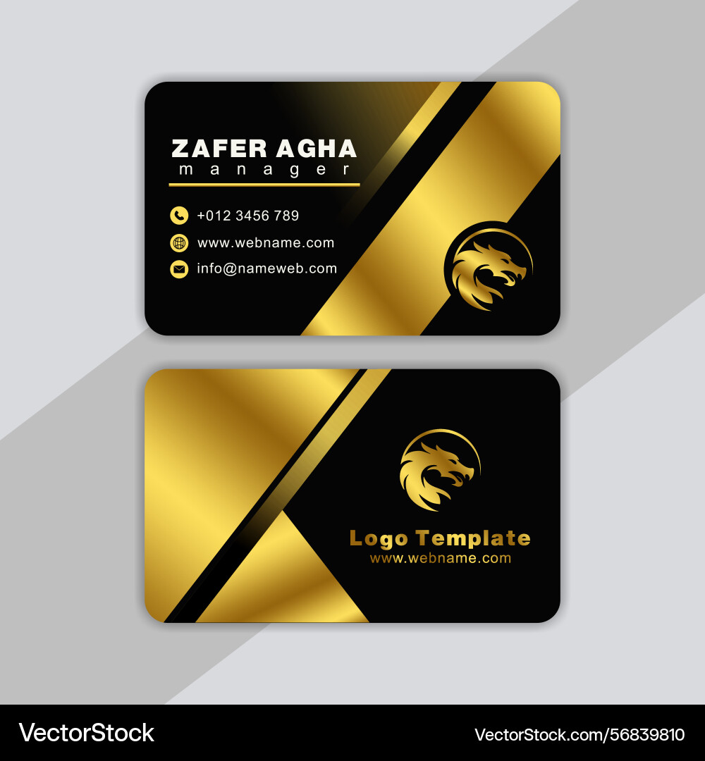 Business card design gold template Royalty Free Vector Image