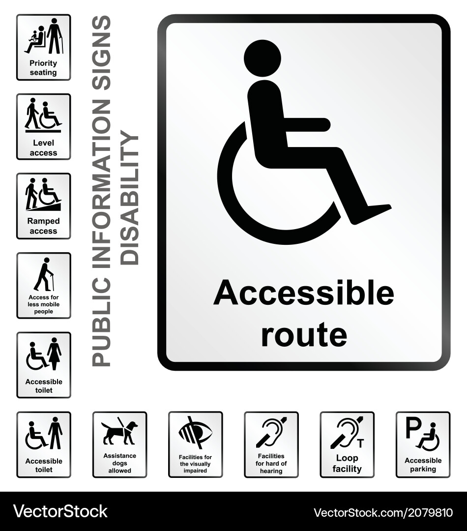 Disability information signs Royalty Free Vector Image