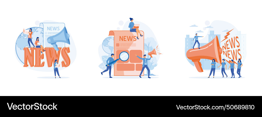 Global news people read breaking Royalty Free Vector Image