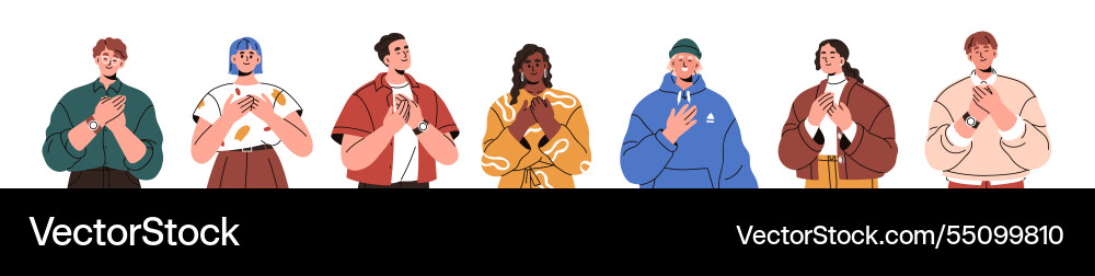 Grateful thankful people set gratitude expression Vector Image