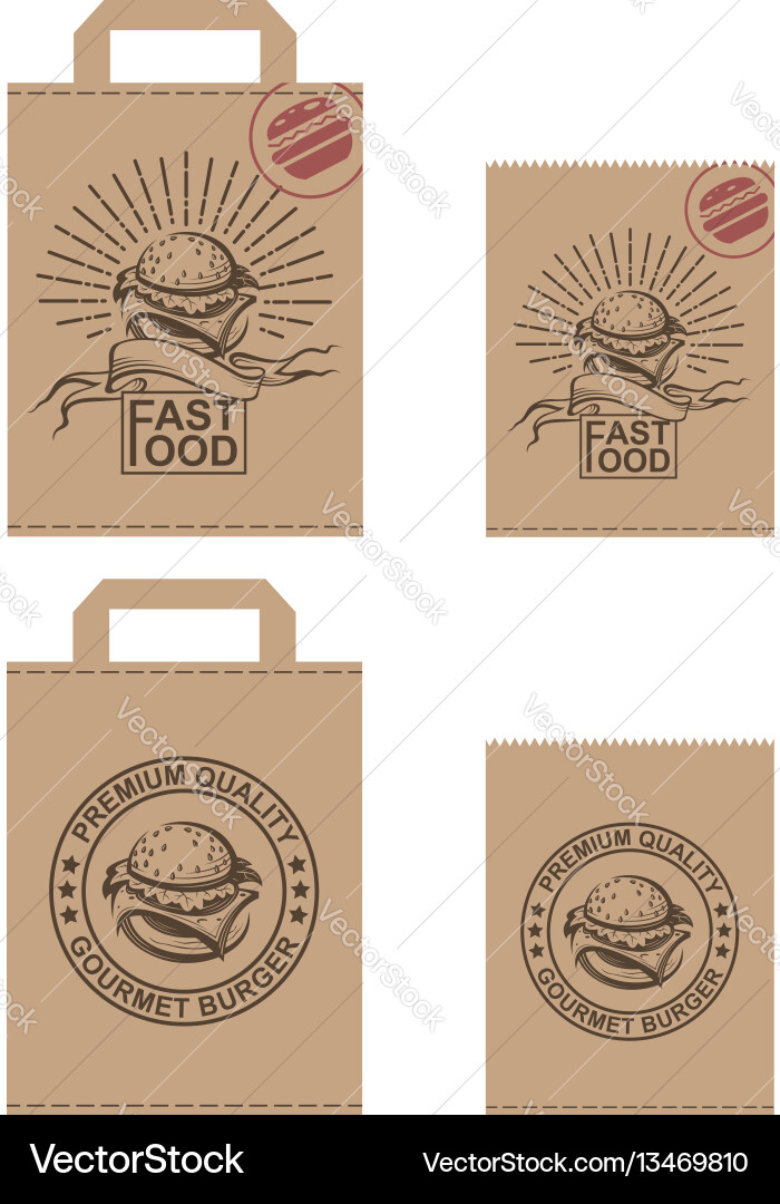 Image of package with burger Royalty Free Vector Image