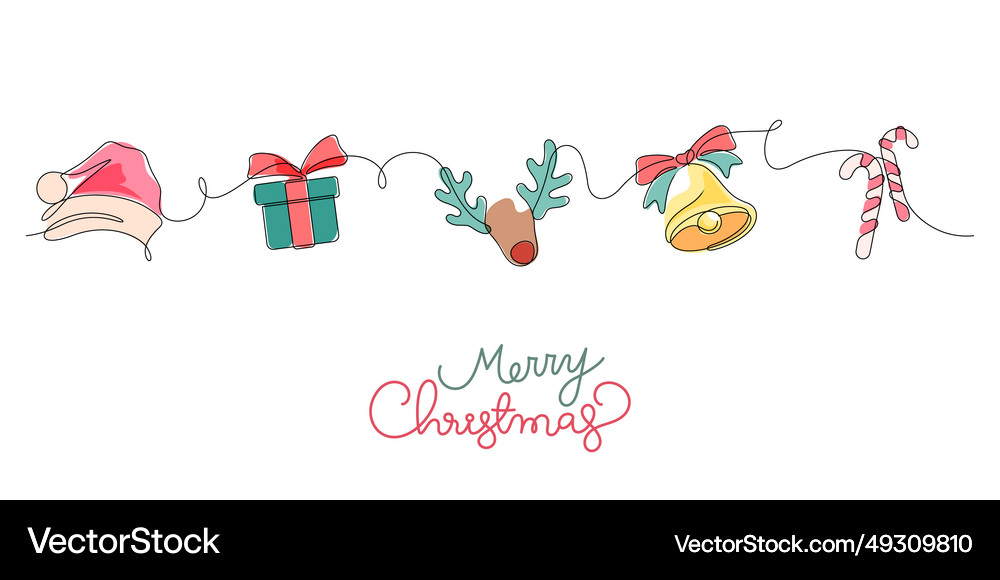 Merry Christmas Line Art Royalty Free Vector Image