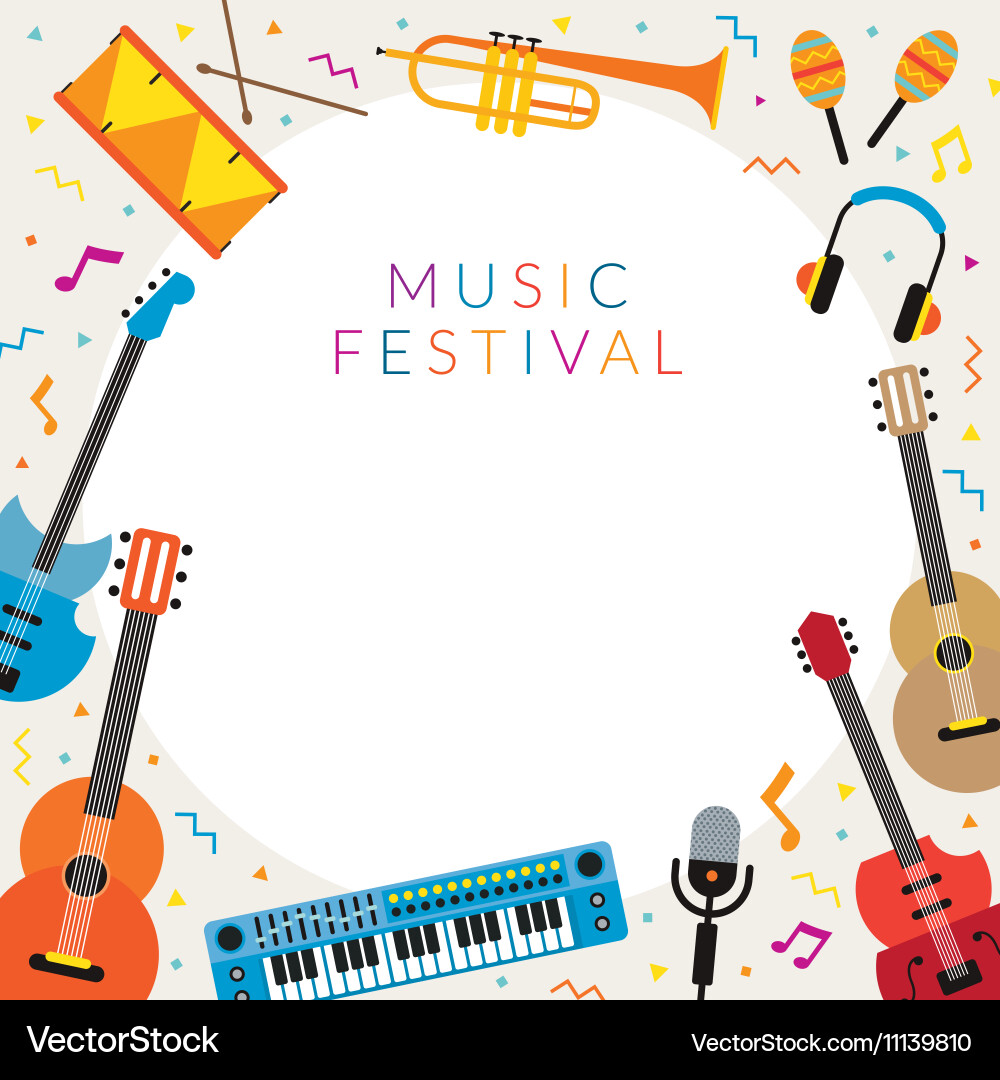 Music instruments objects frame Royalty Free Vector Image