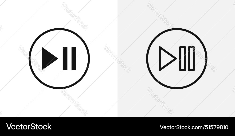 Play pause icon set Royalty Free Vector Image - VectorStock