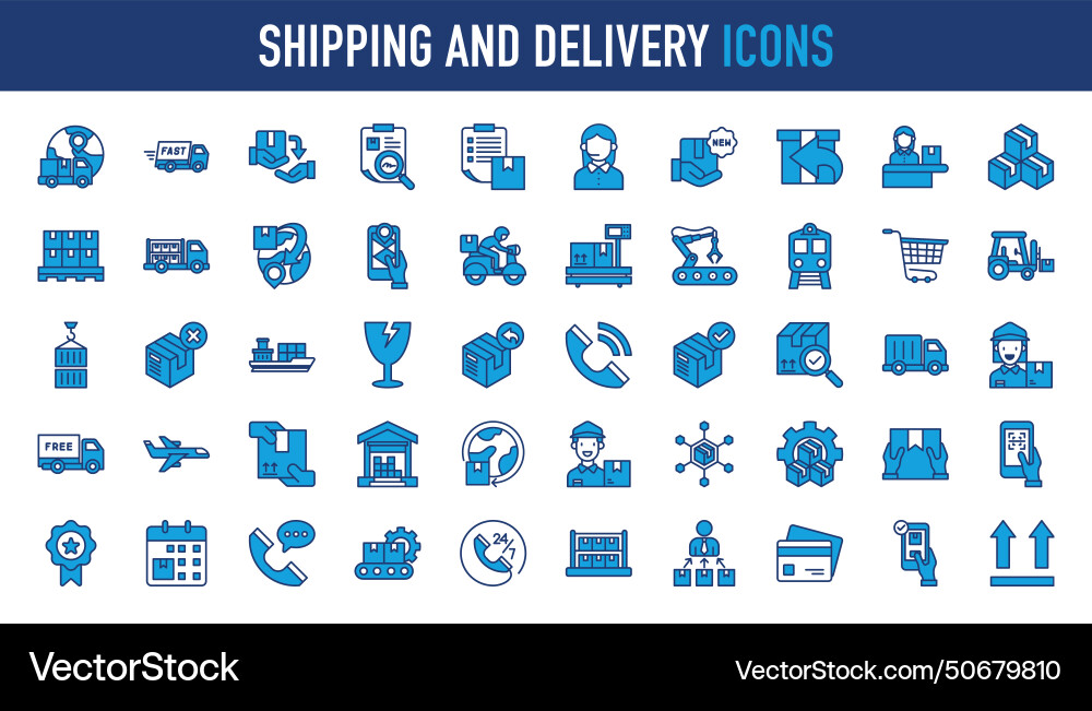 Shipping and delivery icon set Royalty Free Vector Image
