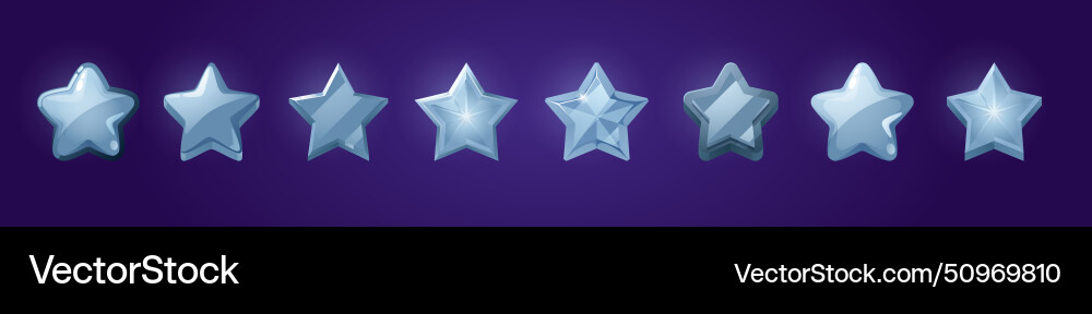 Silver game rank stars set Royalty Free Vector Image