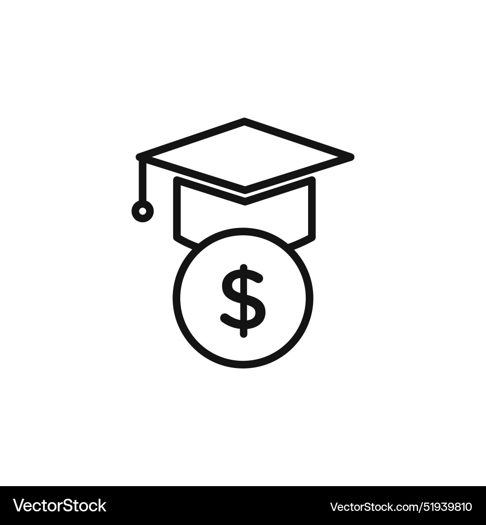Student support with money icon logo sign outline Vector Image