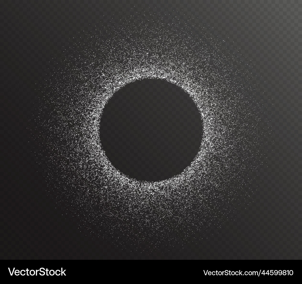 Sugar powder round frame white flour background Vector Image