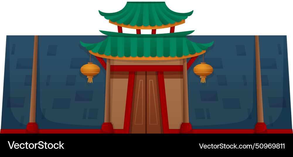 Chinese building facade isolated on white Vector Image