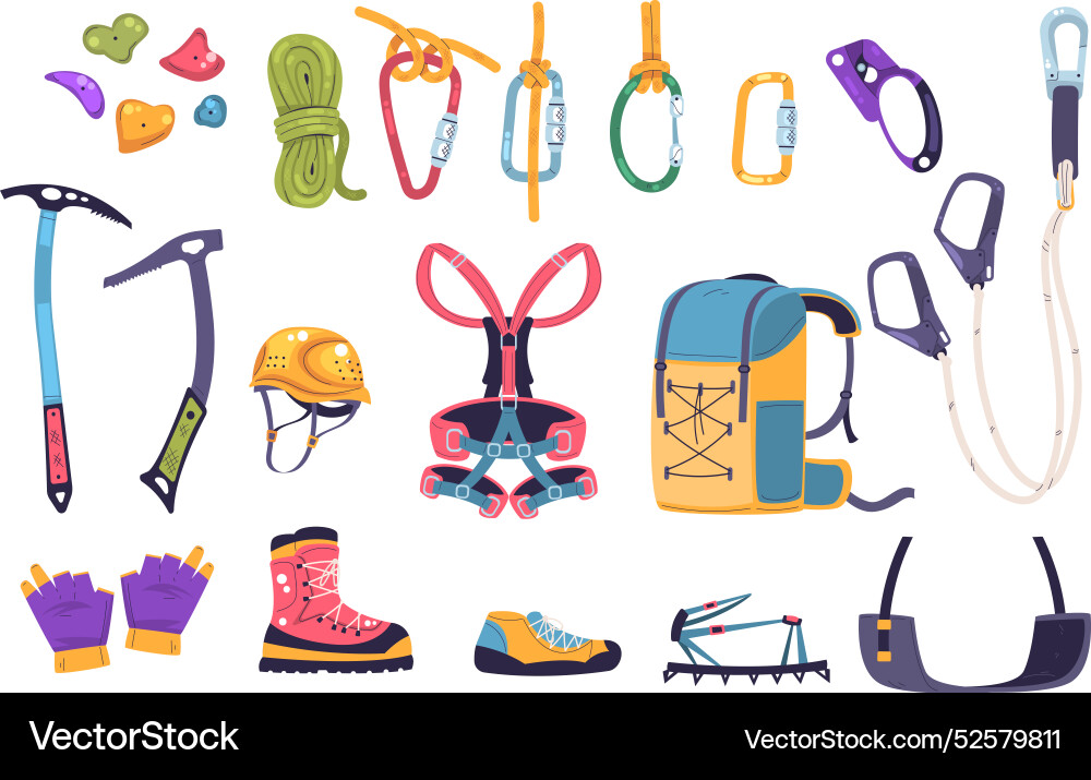 Climbing gear equipment mountaineering tool Vector Image