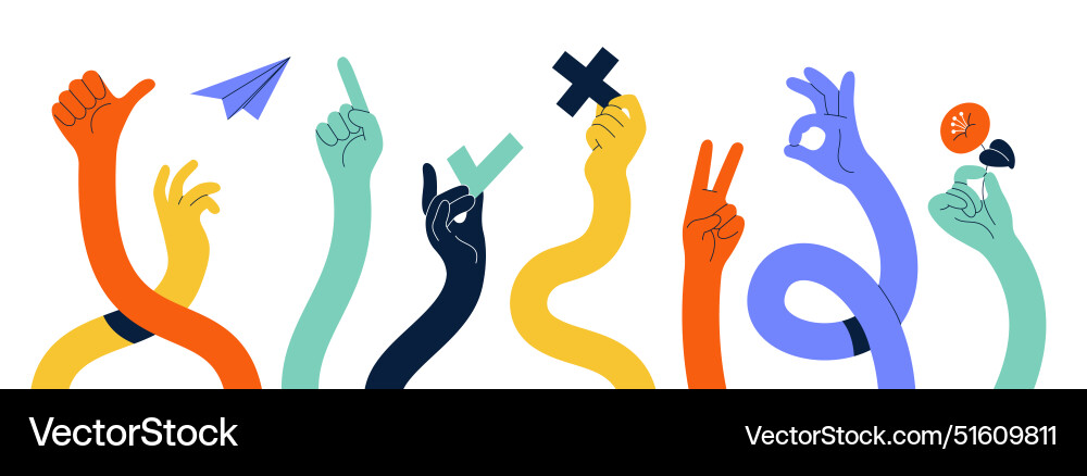 Comic flexible hands long color arms curved Vector Image