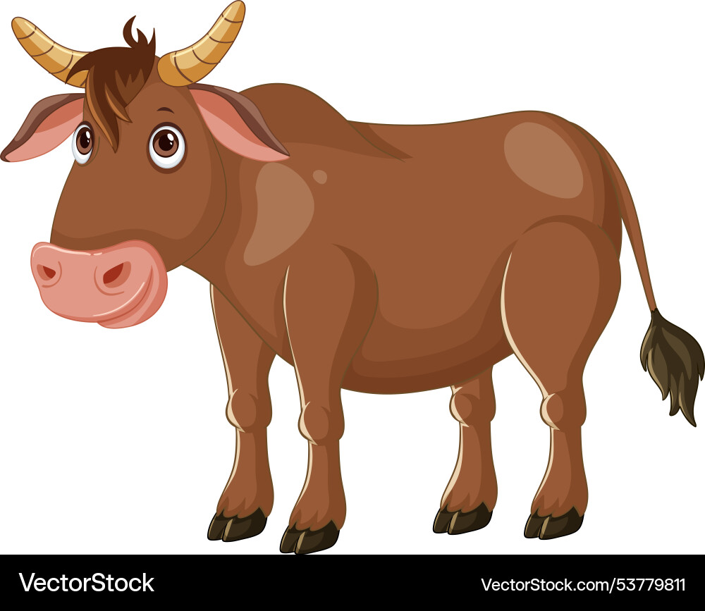 Cute brown cow with big eyes Royalty Free Vector Image