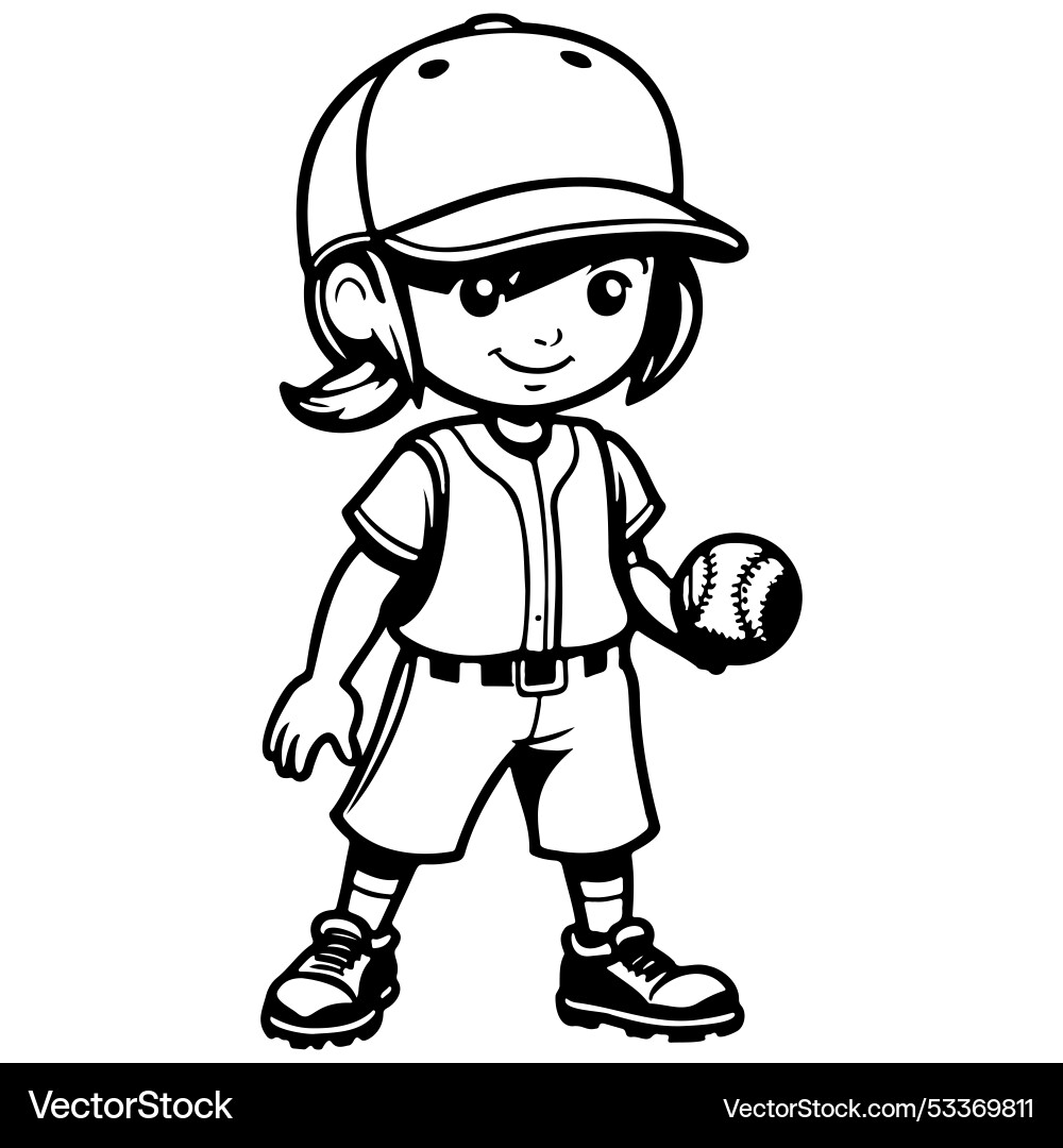 Drawing softball drawing black line isolated line Vector Image