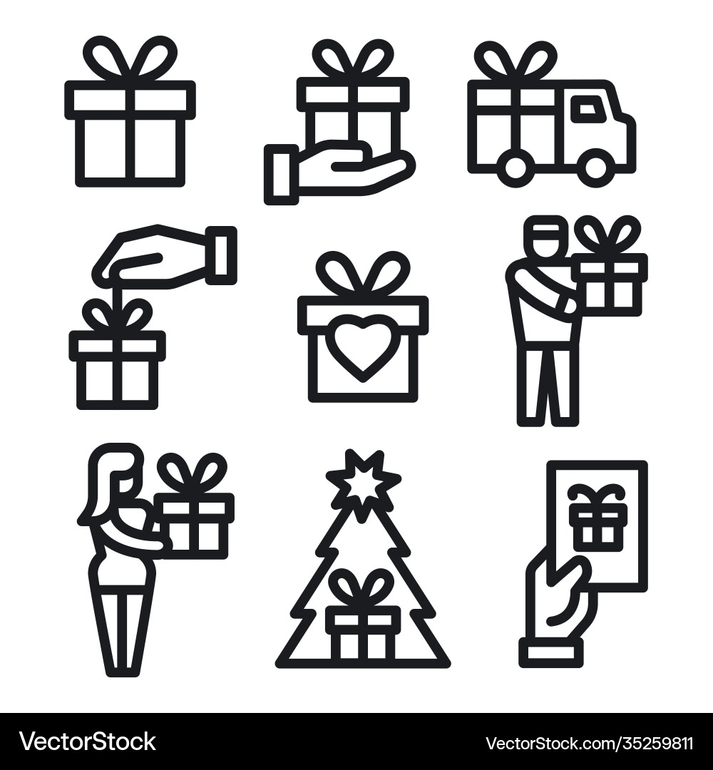 Gifts icon set Royalty Free Vector Image - VectorStock