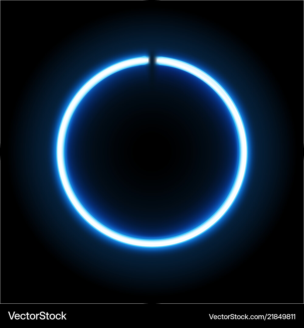 Neon blue circle lamp sign Royalty Free Vector Image