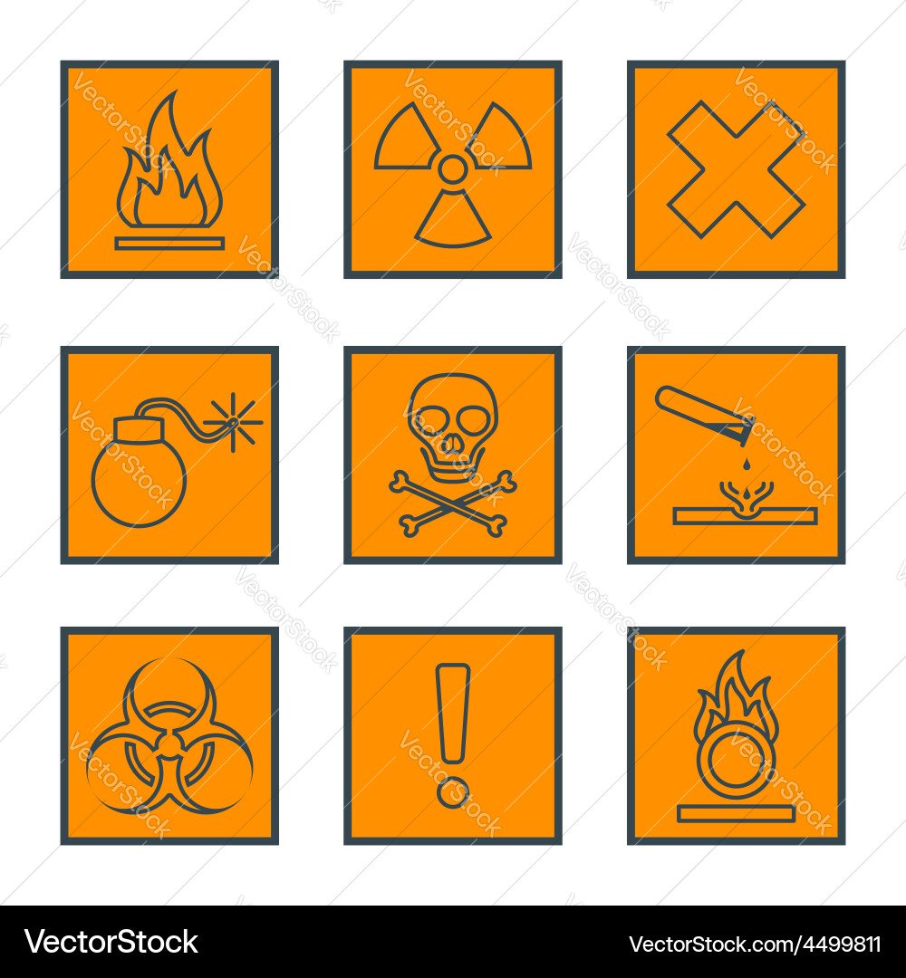 Orange square black outline hazardous waste Vector Image