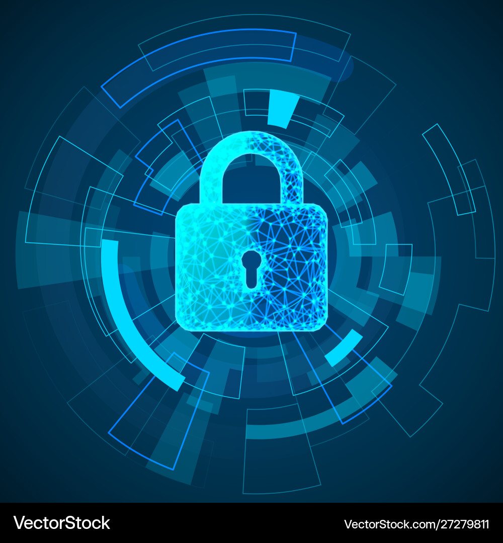Polygonal lock design digital data protect Vector Image