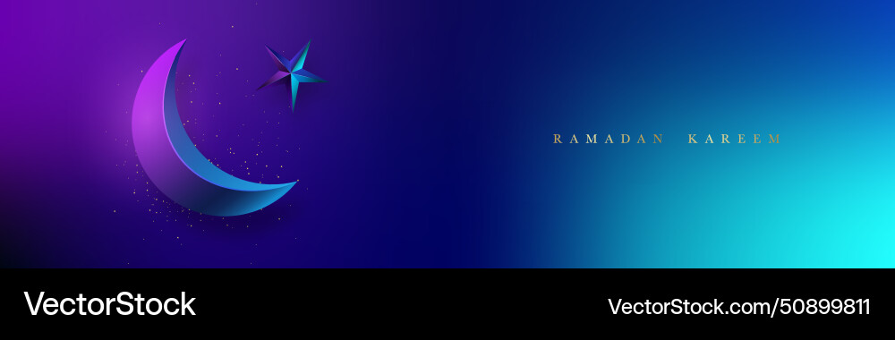 Ramadan kareem festive horizontal banner crescent Vector Image