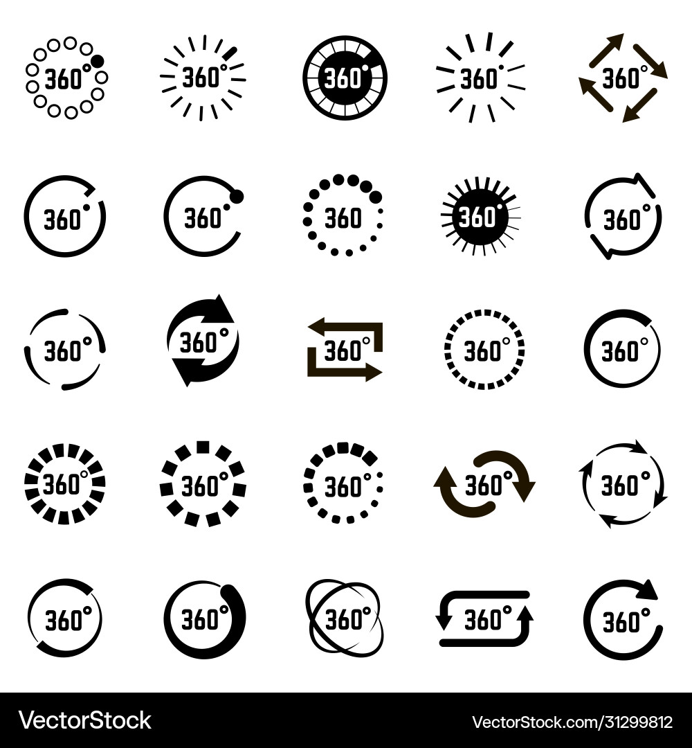 Circle 360 degrees icons arrow degree Royalty Free Vector