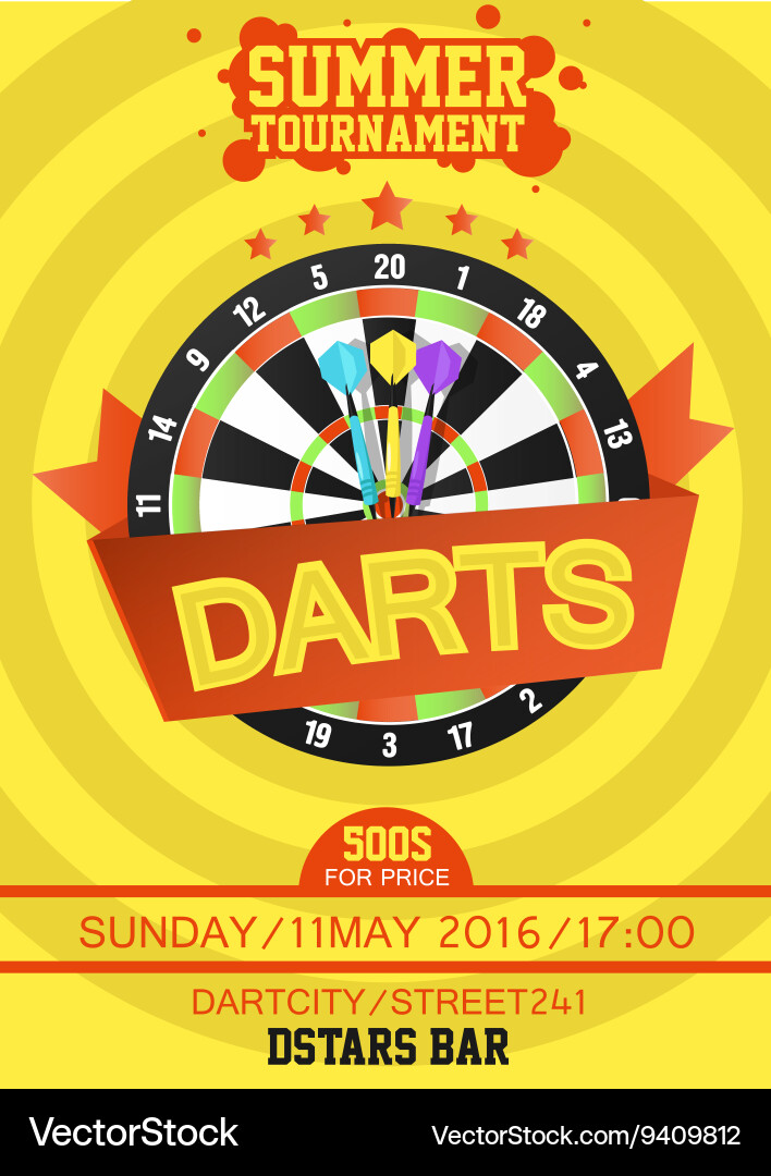 Colorful poster template for darts Royalty Free Vector Image