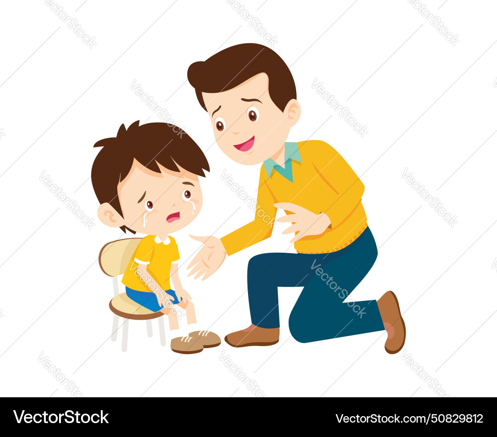 Comforting sad children with parent 2 Royalty Free Vector