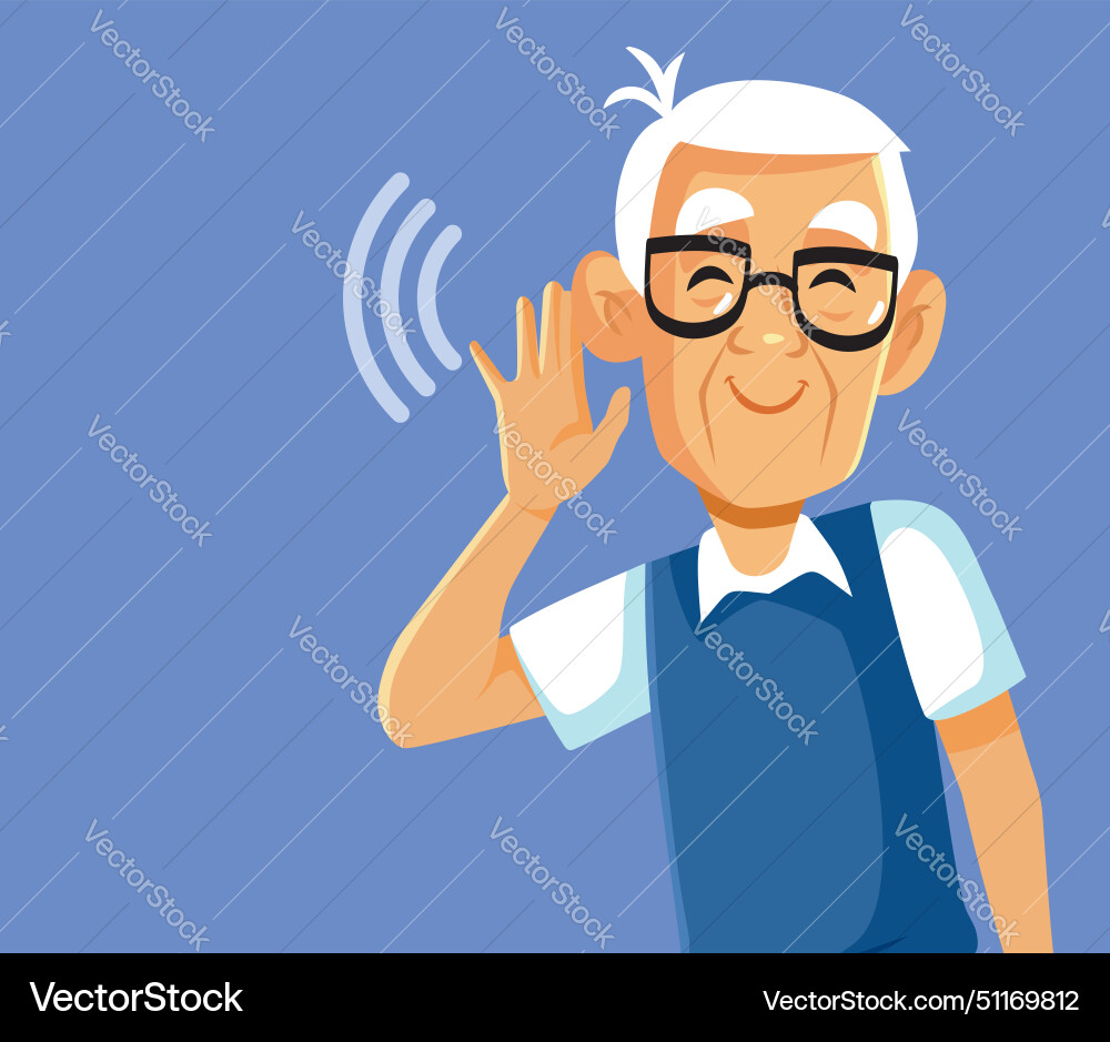 Elderly man using hearing aid medical Royalty Free Vector