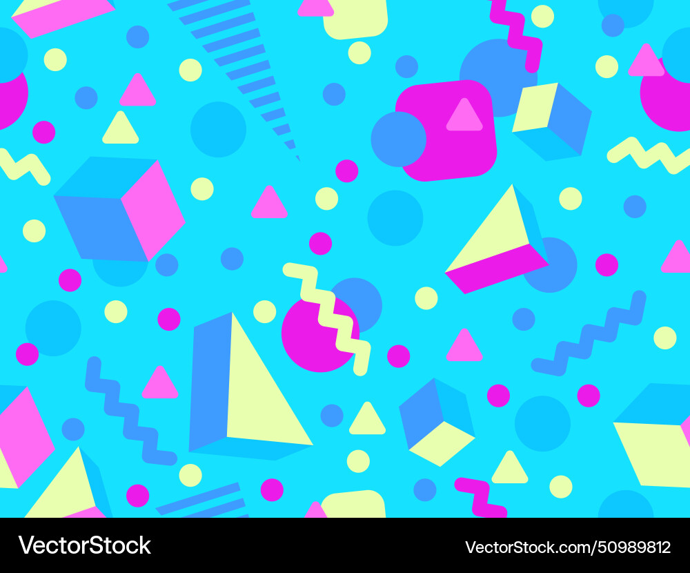 Geometric seamless pattern with 3d shapes Vector Image