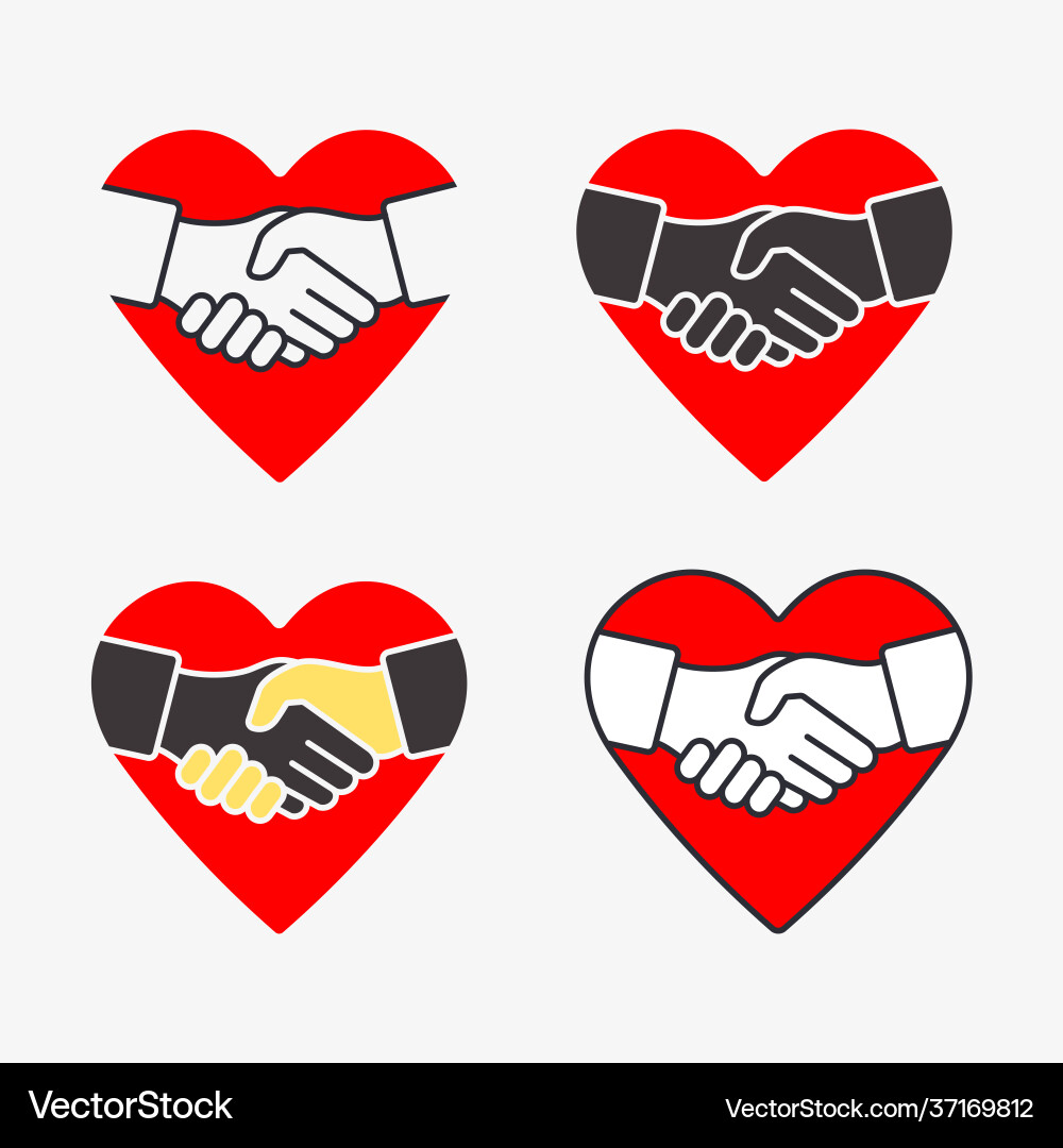 Herz-Handshake-Symbole Symbol Lizenzfreies Vektorbild