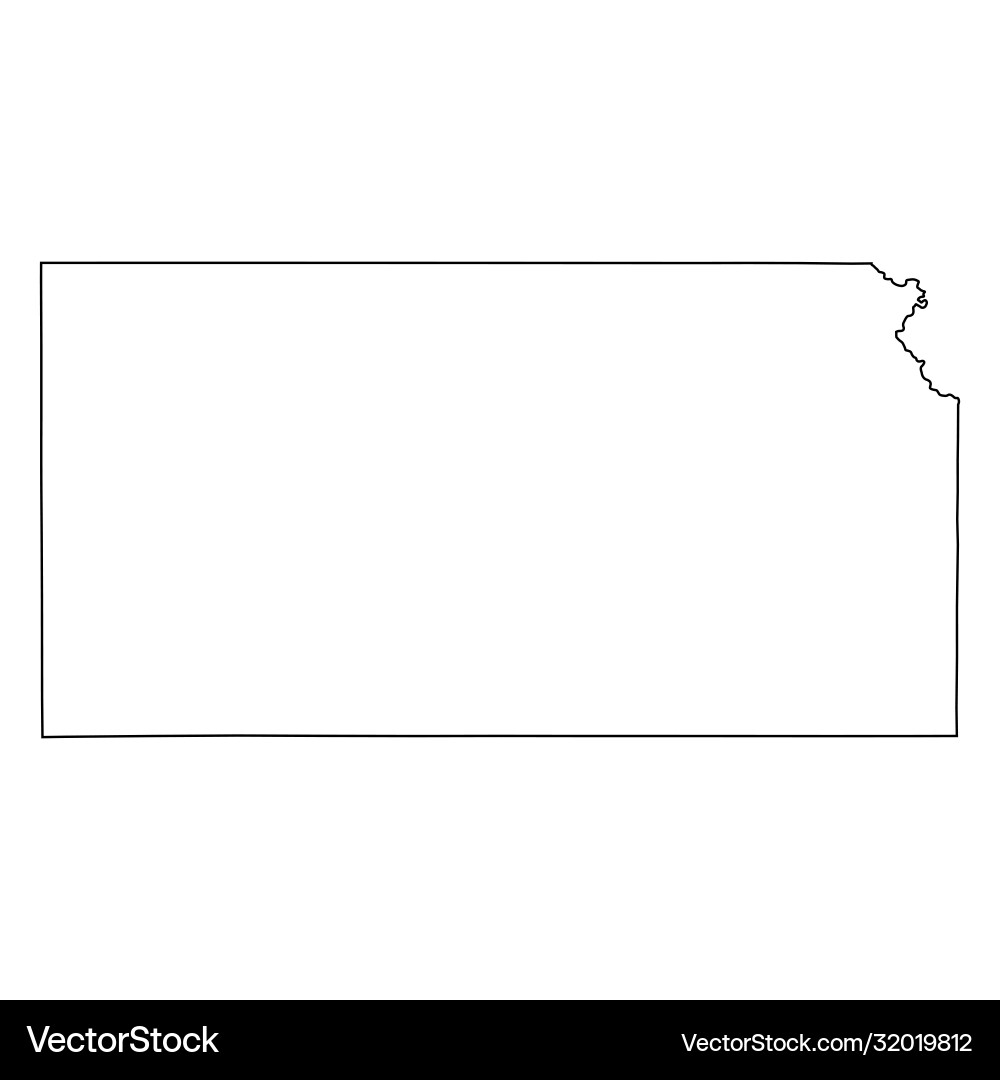 Kansas ks state border usa map outline Royalty Free Vector